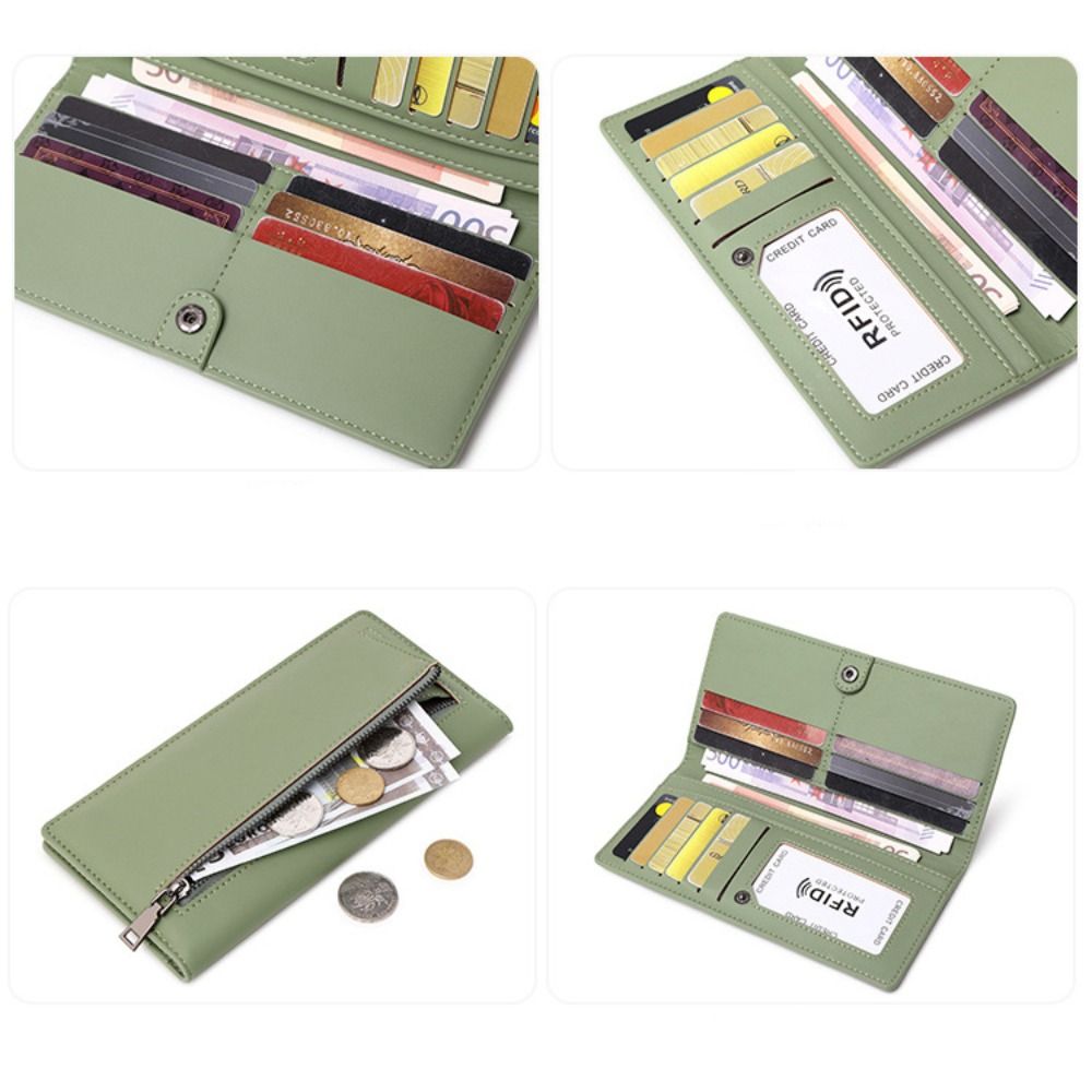 2025 NEW Solid color RFID female minimalist ultra-thin PU long wallet ...