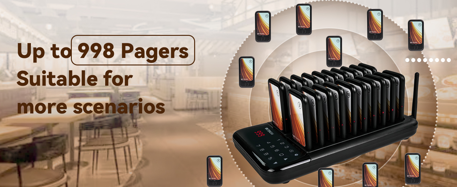 Retekess TD173 Restaurant Wireless Pager System 7 Prompt Modes 24 Hours ...