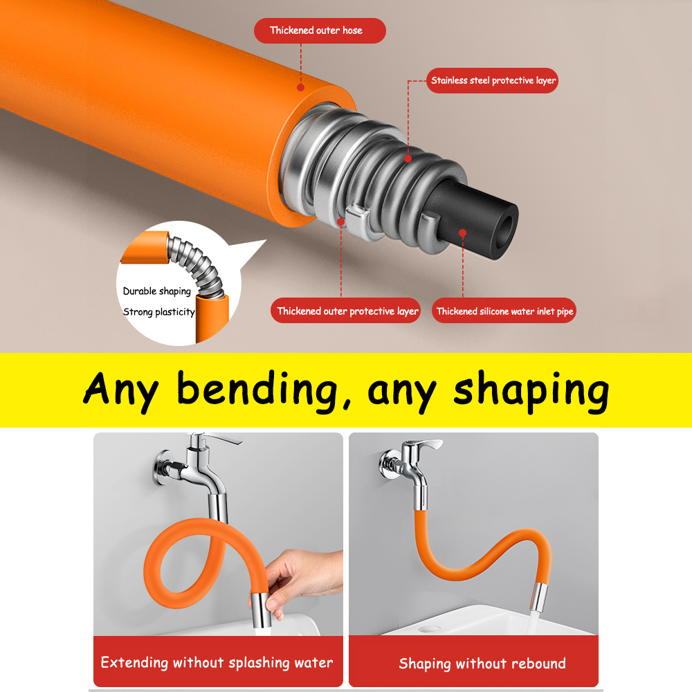 Faucet Extension Hose Extender Pipe Tube Water Tap Flexible Universal ...
