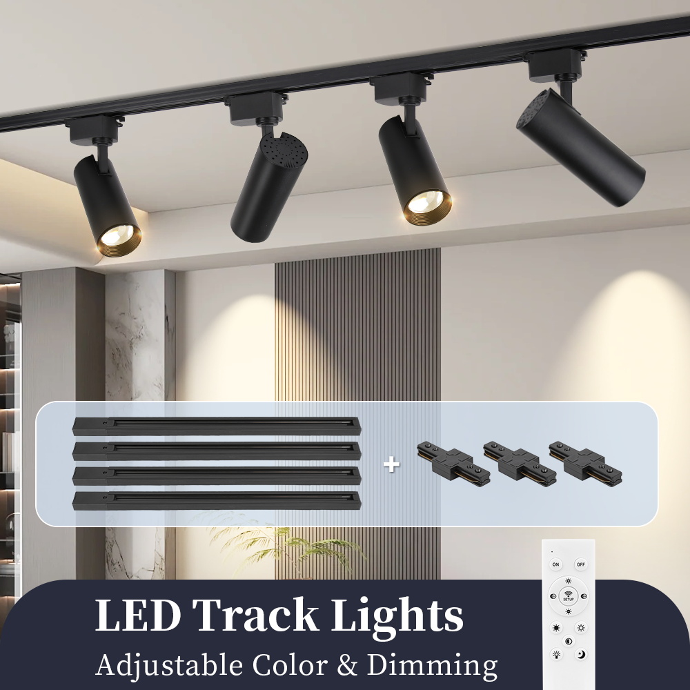 Dimmable Led Track Light Set Tricolor with Remote Spotlight 20W COB ...