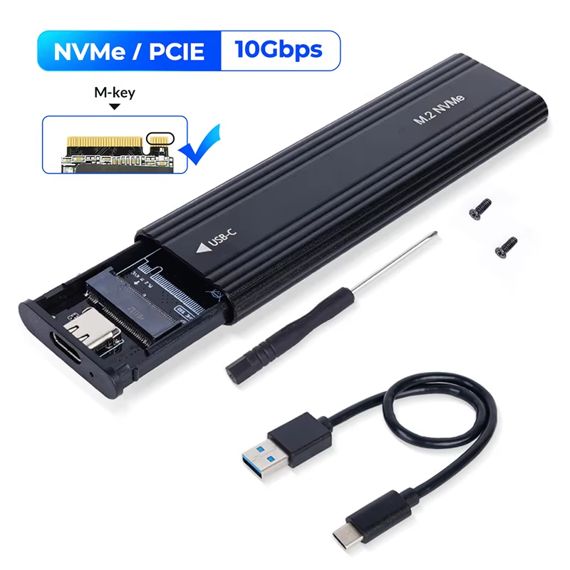 NVME NGFF SATA M.2 Solid State Drive External Enclosure 2230/2242/2260/2280 M.2 to USB C 10Gbps ...