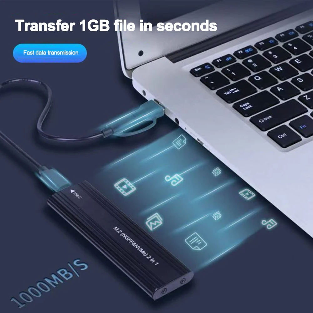 10Gbps M2 SSD Case NVME SATA Dual Protocol M.2 to USB Type-C SSD ...