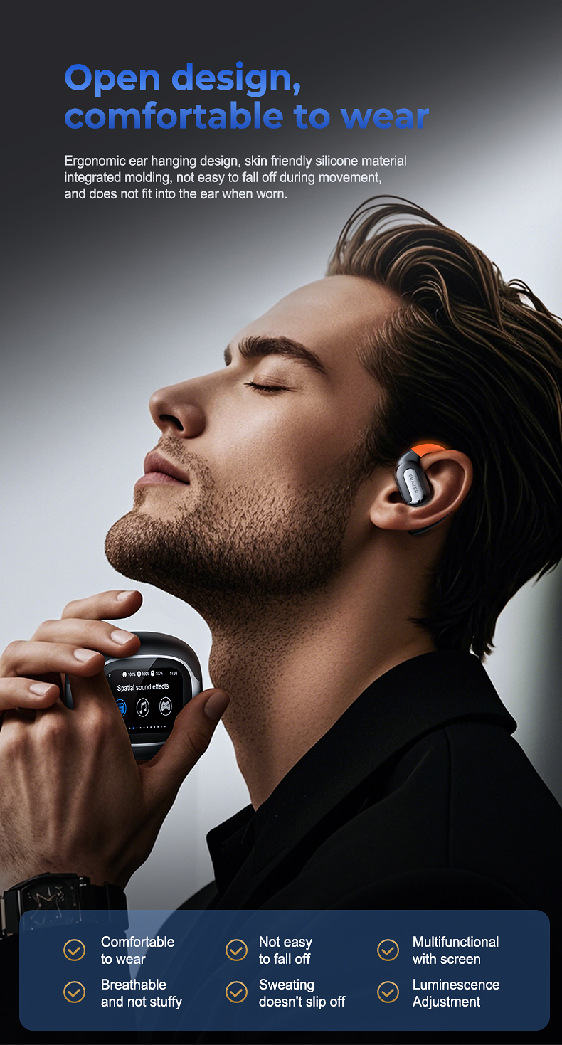 Lenovo ERAZER XF32 Al Smart Real-Time Translation Wireless Earphone Smart Touch Screen Bluetooth ...