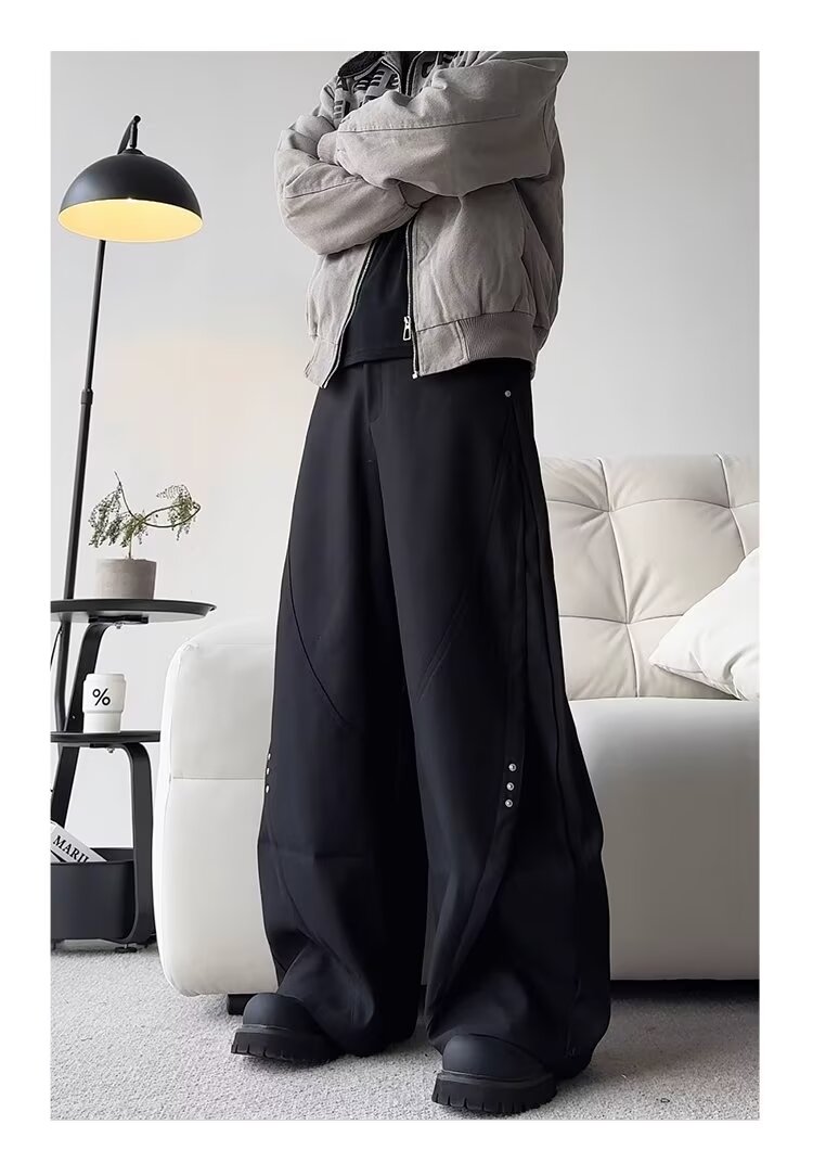 Baggy pants men Korean style bell-bottom trousers oversized casual ...