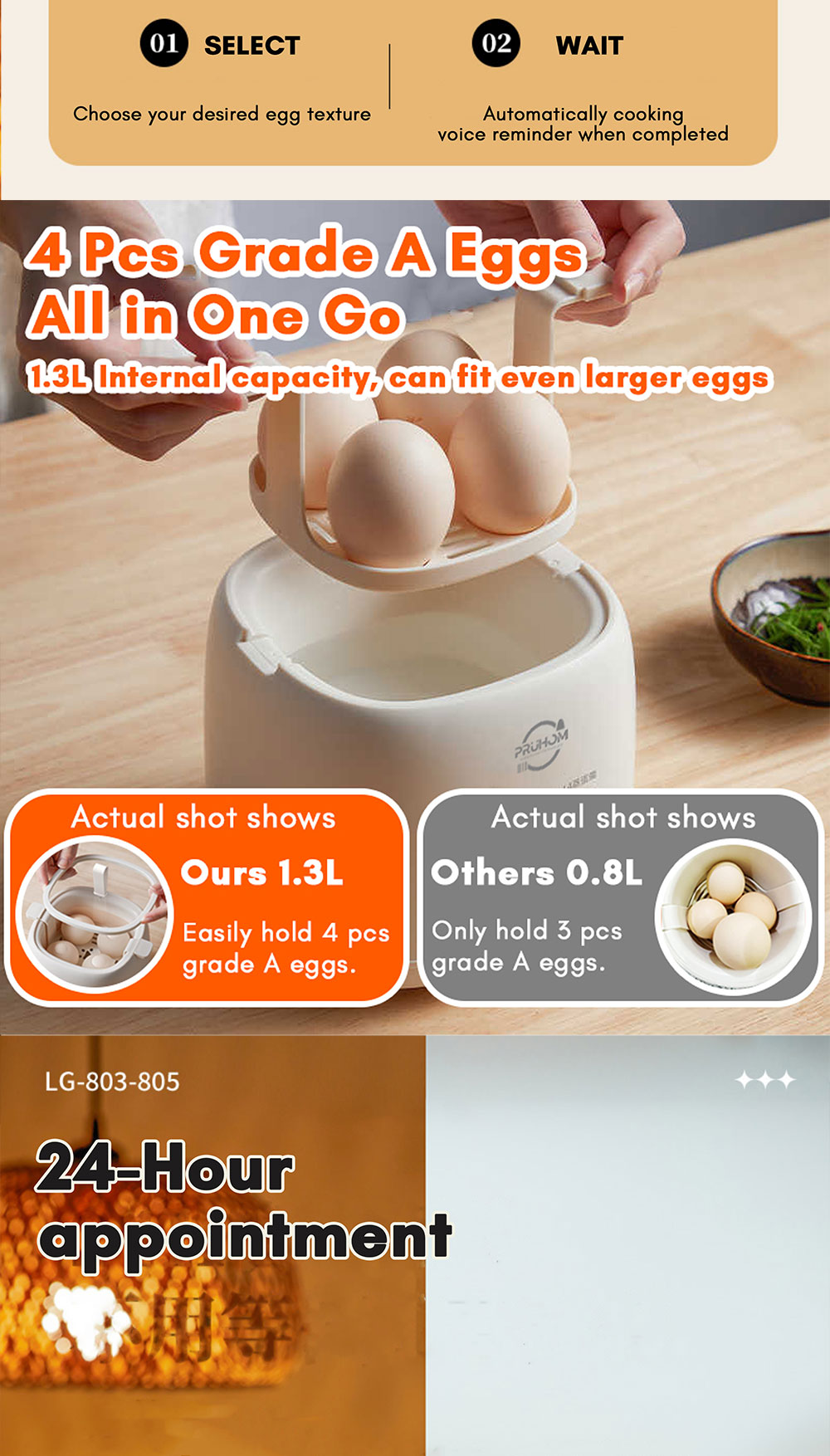 7 Mode Egg Boiler Egg Steamer Half Boiled Egg Maker Telur Separuh Masak ...
