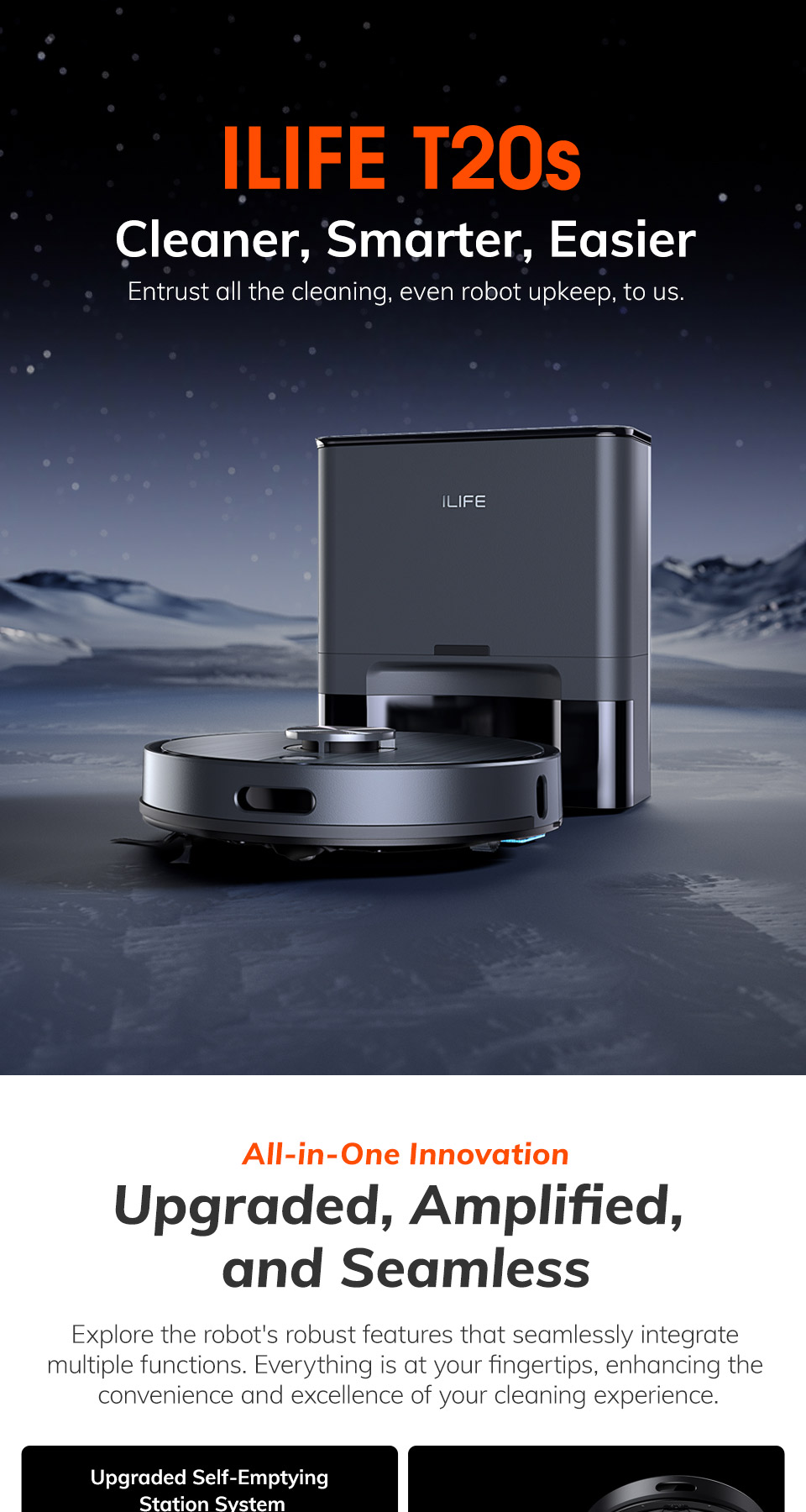 ILIFE T20s LDS Robot Vacuum Cleaner 7000pa 5200mAh Battery Auto Empty Dock 70 Days Hands off ...