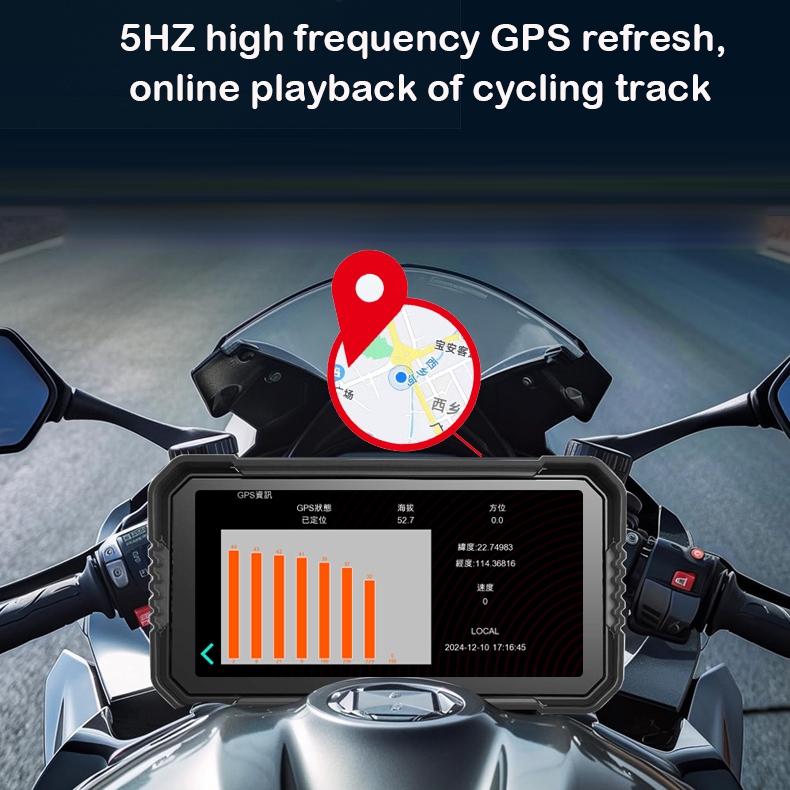 Motorcycle HD Car Recorder LCD Bluetooth Connected GPS Display, with Tire Pressure Monitoring ...