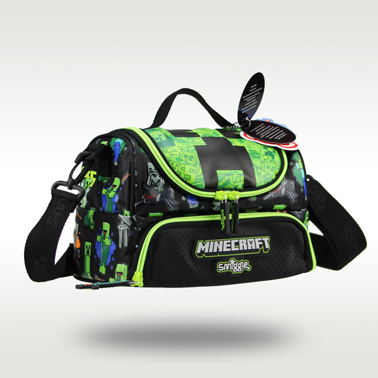 Australia smiggle lunch bag boy cool black green Minecraft crossbody ...
