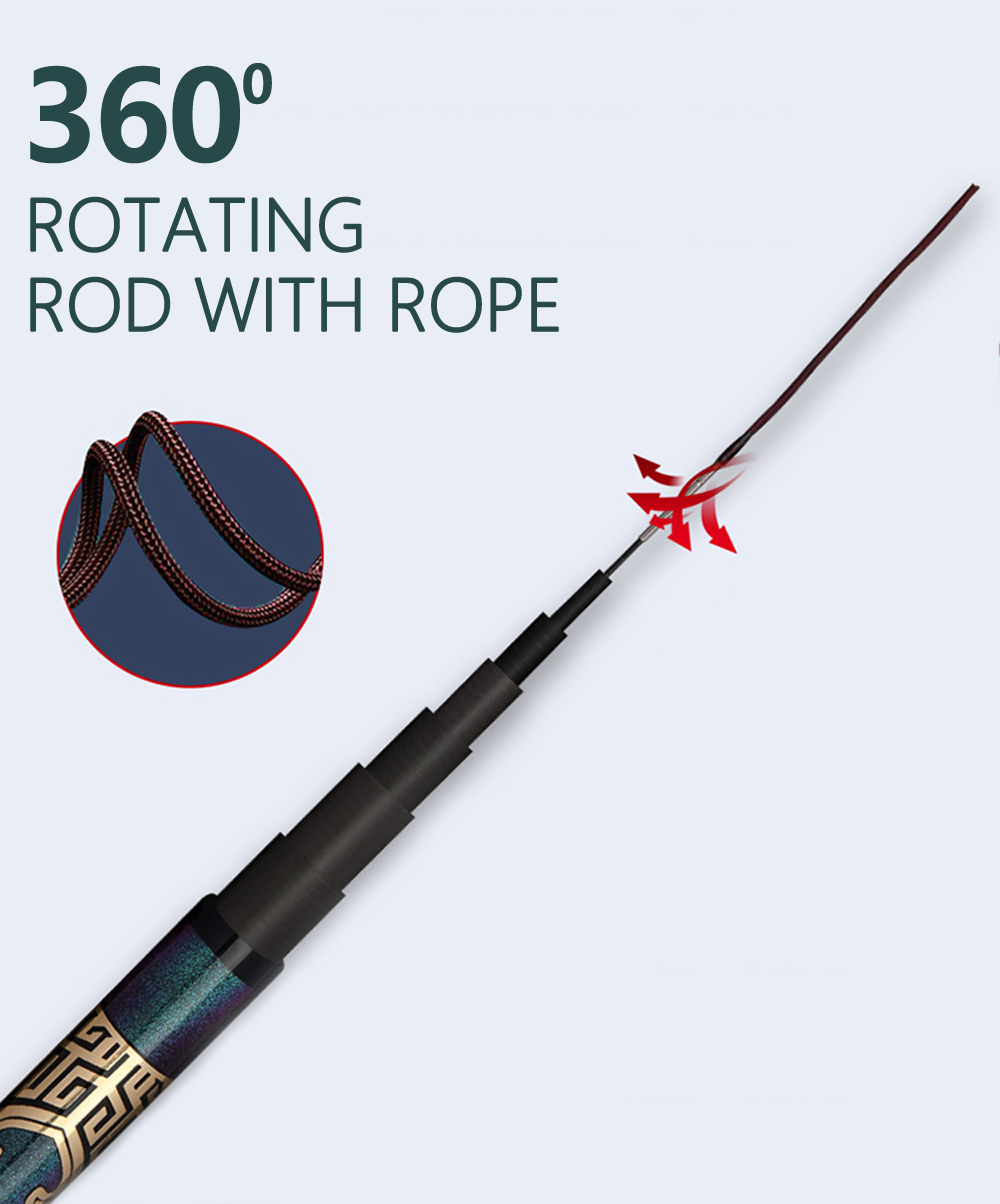 SIECHI 3.6-7.2M Carbon Fiber Fishing Rod Telescopic Ultra-light Hard ...