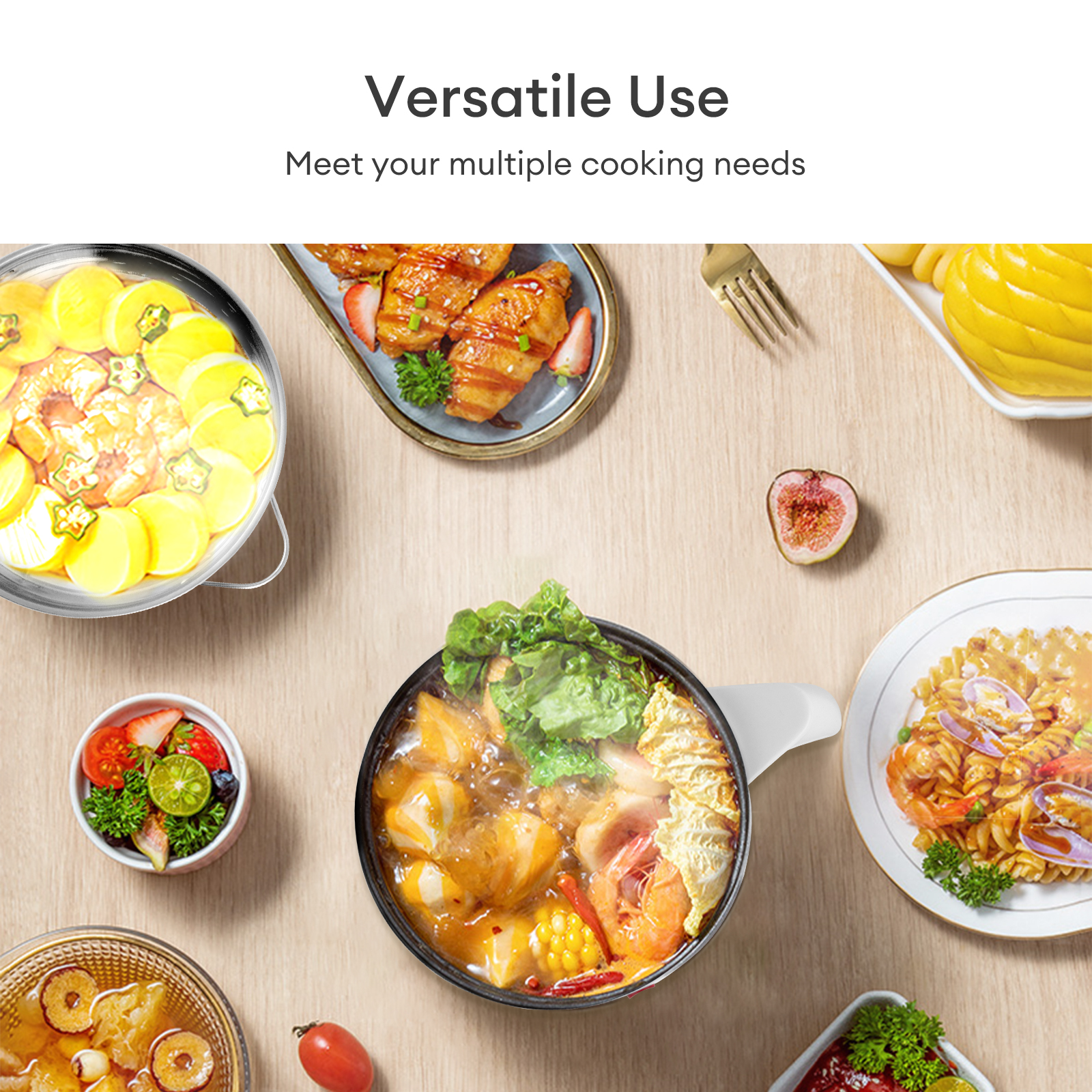 HODEKT 1.5L Electric Frying Pan Rice Portable Mini Rice Cooker Periuk ...