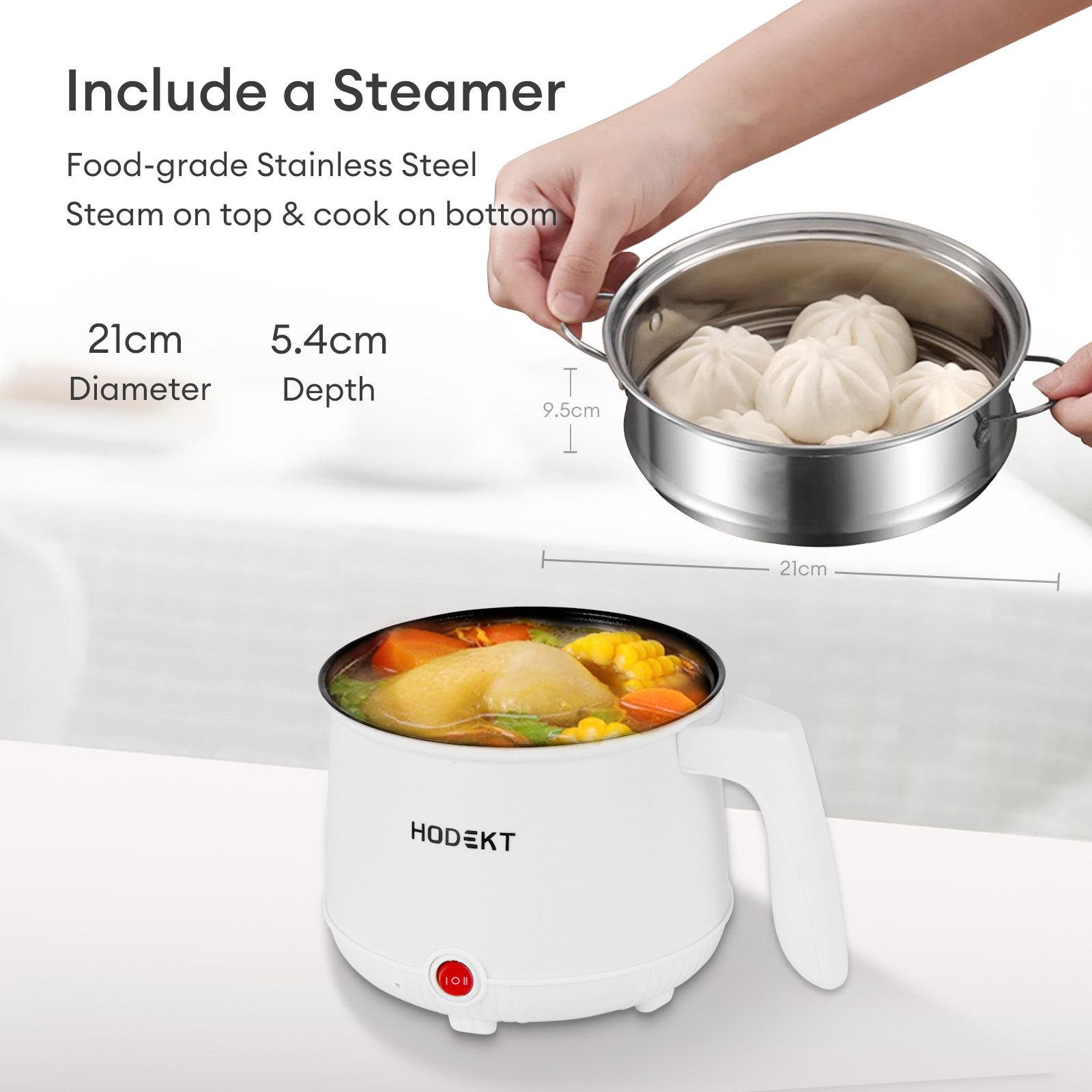 HODEKT 1.5L Electric Frying Pan Rice Portable Mini Rice Cooker Periuk ...
