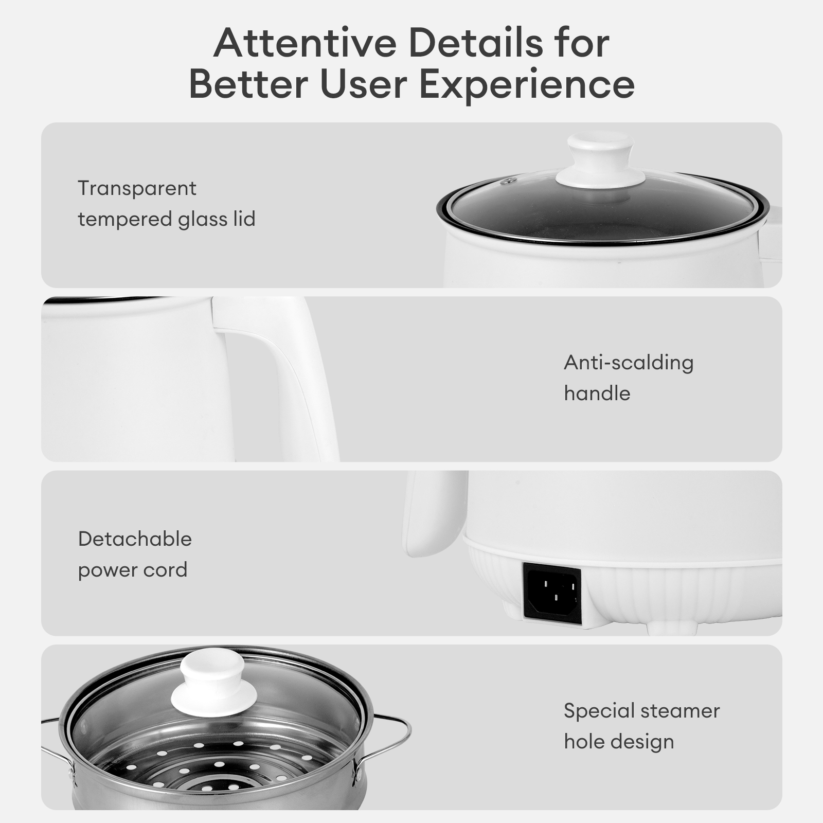 HODEKT 1.5L Electric Frying Pan Rice Portable Mini Rice Cooker Periuk ...