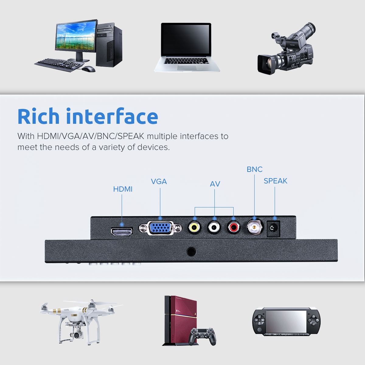 Eyoyo Portable 8 inch IPS Monitor HD 1280X720 High-Resolution Full View ...