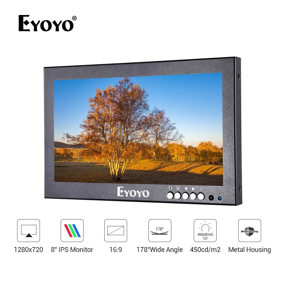 Eyoyo Portable 8 inch IPS Monitor HD 1280X720 High-Resolution Full View ...