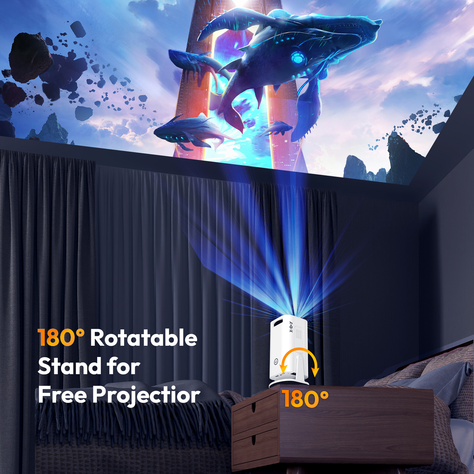 XGODY Gimbal M1 Projector 4K Home Cinema Projector Portable 1080P Dual ...