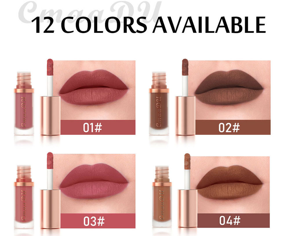 CmaaDu Velvet Makeup Lip Gloss Long-lasting Easy To Color Non-stick Cup ...