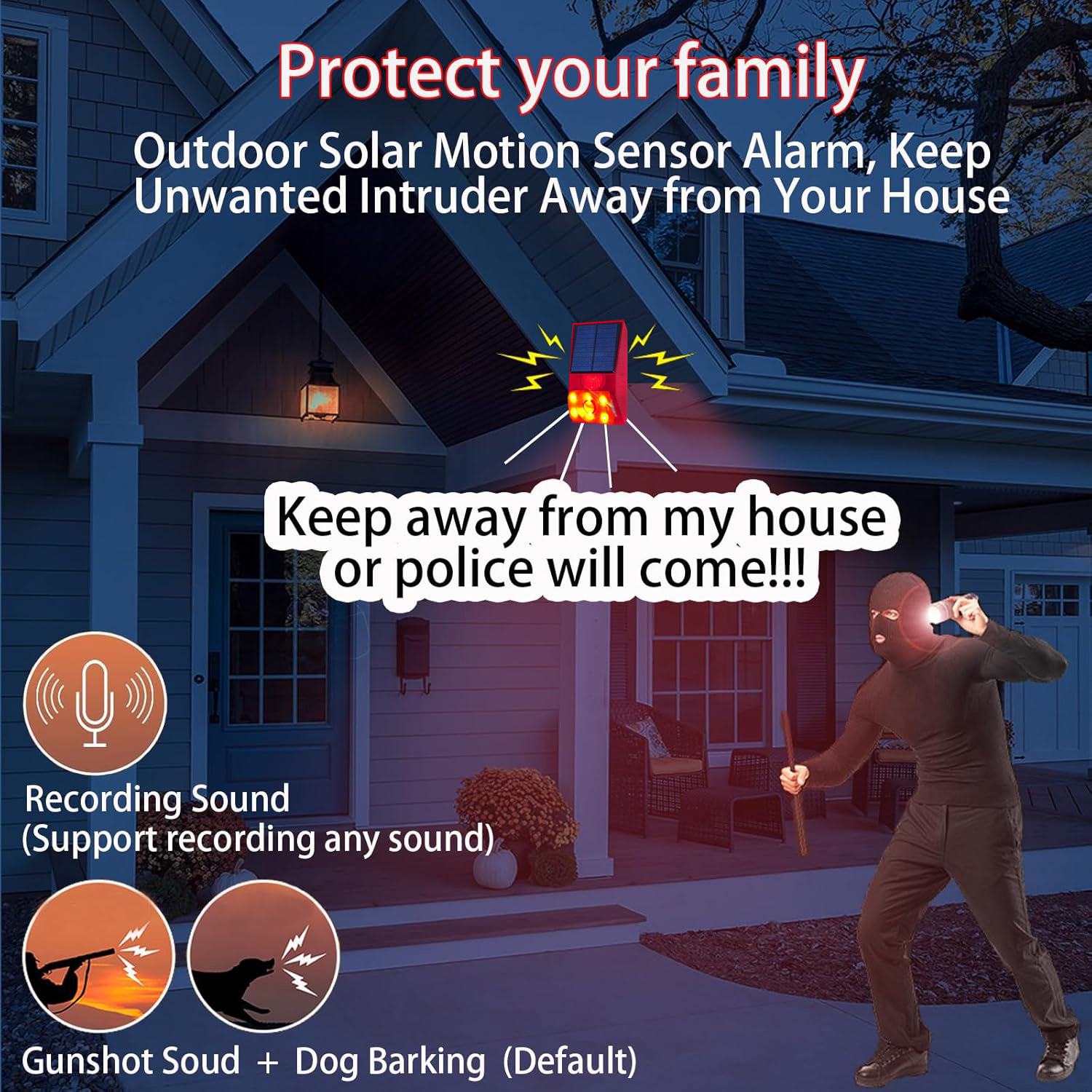 [Malaysia Spot] Ultrasonic Alarm Sensor Monkey Repellent Solar Sound ...