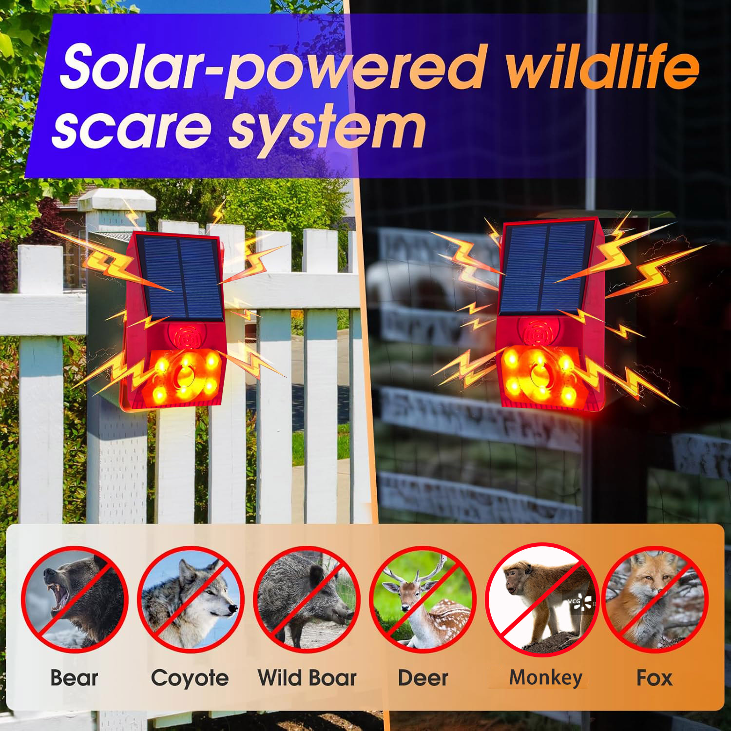 [Malaysia Spot] Ultrasonic Alarm Sensor Monkey Repellent Solar Sound ...