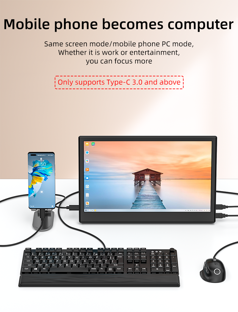 Byone15.6 inch Ultra-thin Portable Monitor LED Full HD Screen Gaming ...