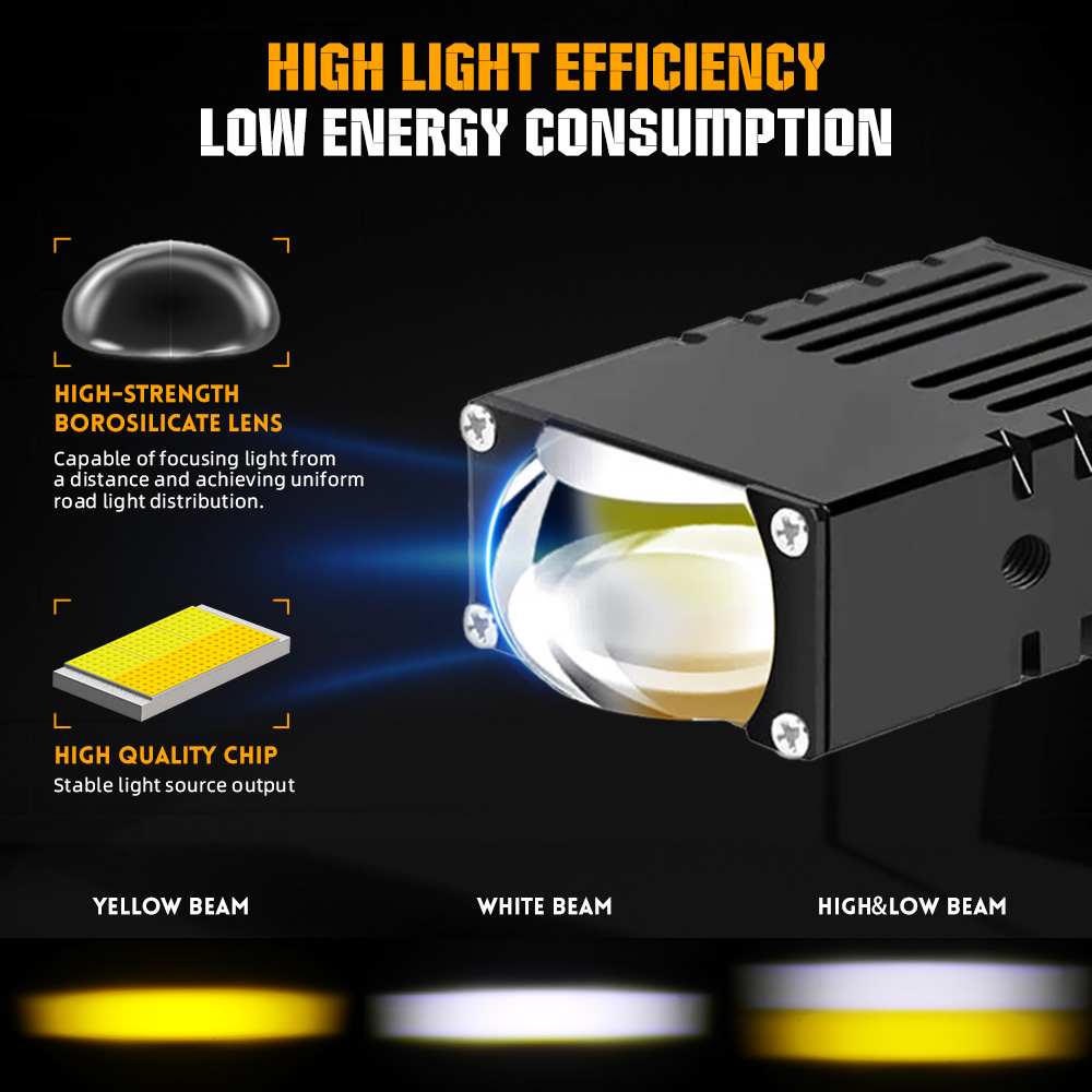 Motorcycle 2.5inch Dual Color Work Light High and Low Beams for Cars ...