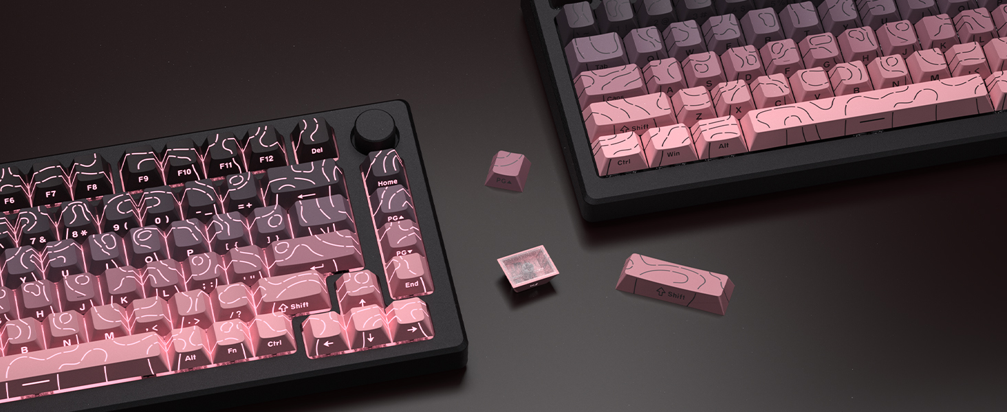 98 Keys Shine Through Cherry Profile Keycaps Double Shot PBT Custom Key ...