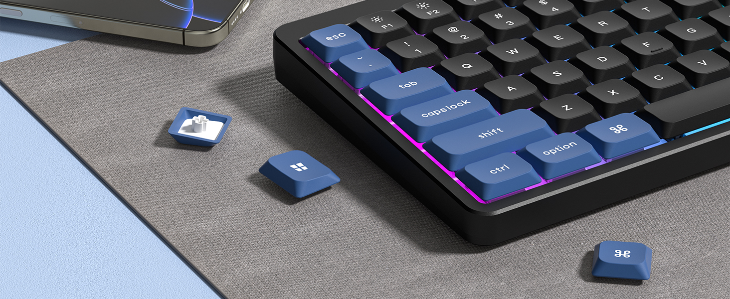 Womier 138 Keys Skyline R3 Low Profile PBT+PC Double-Shot Keycaps Set ...