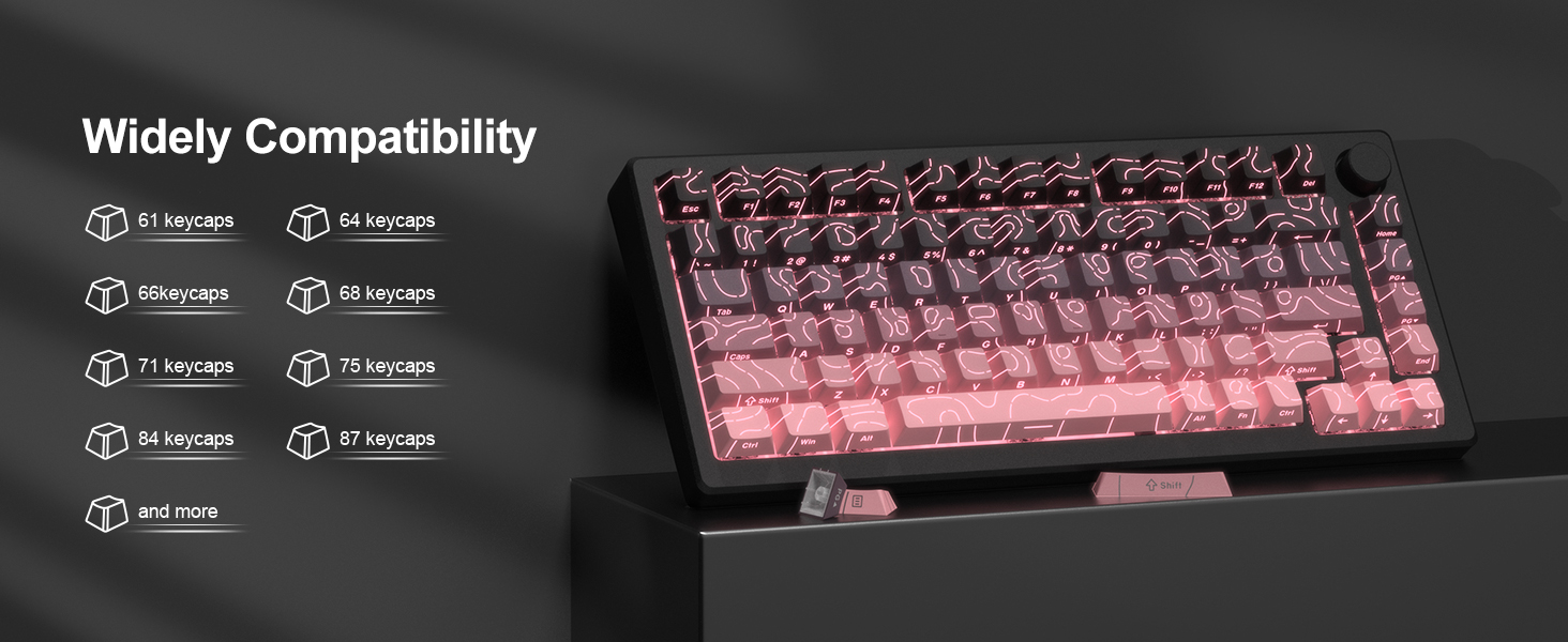 98 Keys Shine Through Cherry Profile Keycaps Double Shot PBT Custom Key ...