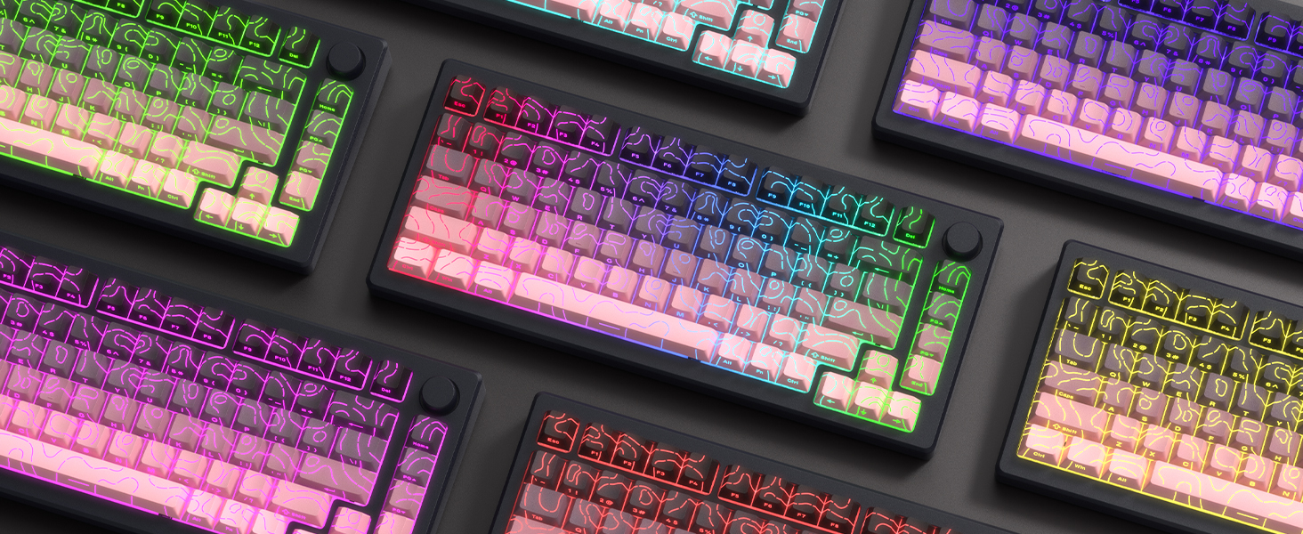 98 Keys Shine Through Cherry Profile Keycaps Double Shot PBT Custom Key ...