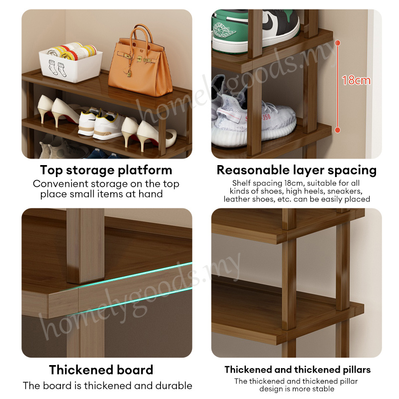 Shoe Rack Rak Kasut 5/6/7/8/9 Layers Rak Kasut Kayu Over 30+Pairs ...