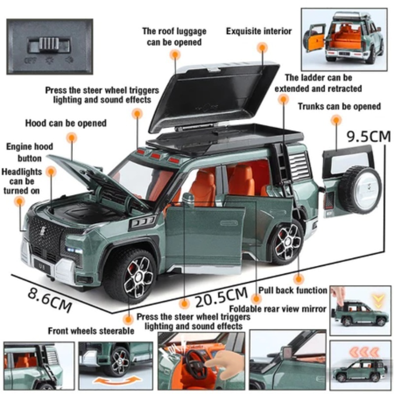 Perfect 1:24 BYD Yangwang U8 SUV Metal Alloy Toys Car Model Diecast ...