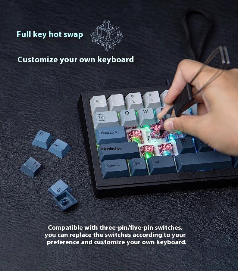 EPOMAKER Split65 Wireless Mechanical Keyboard 65% Hot swappable RGB ...