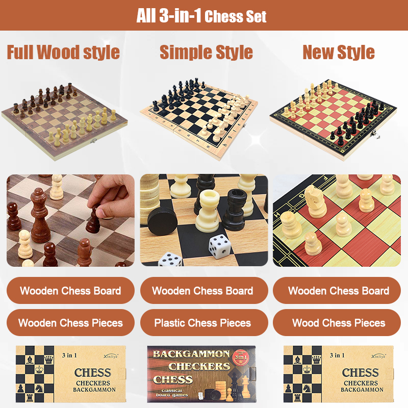 【ship from MY】44 x 44cm Wooden Chess Set Folding Chess Board Game International Chess Set Table ...
