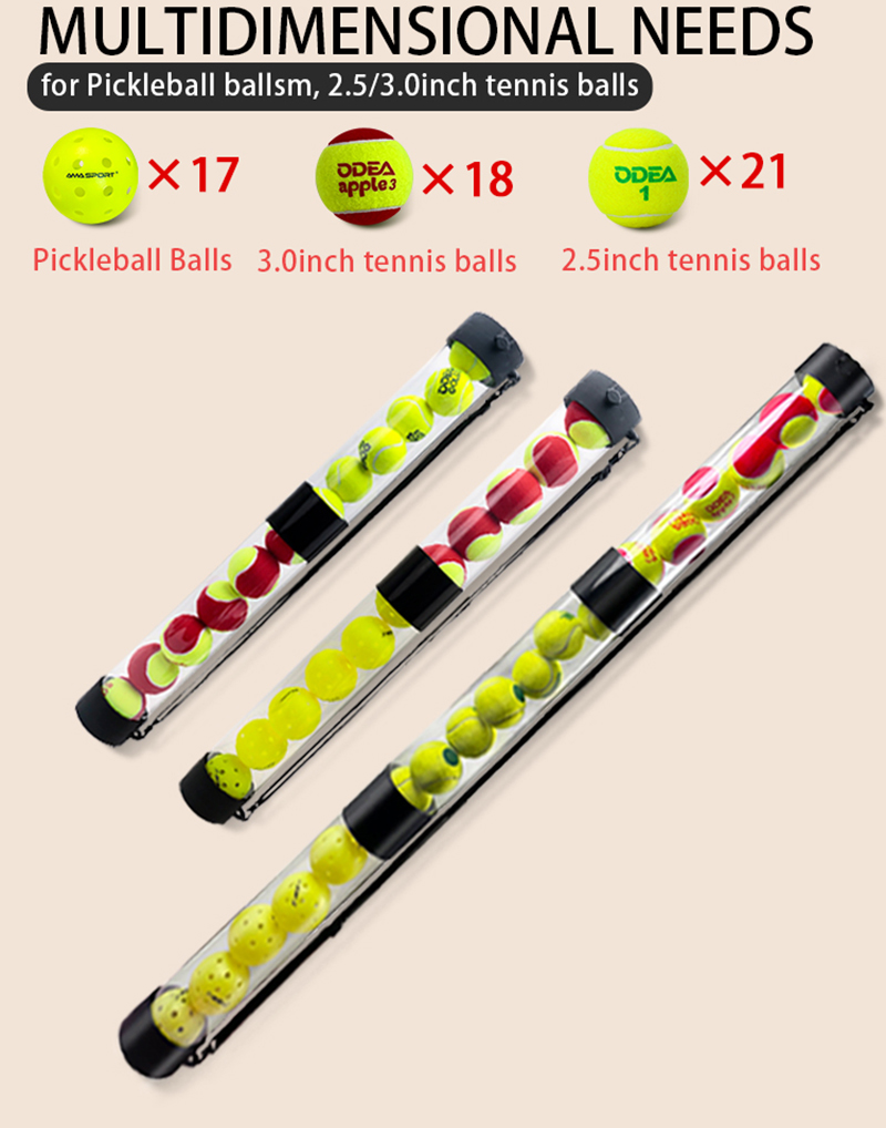 Pickleball Tube Ball Pickup with Strap, No Bending, 17 Balls Pickleball ...