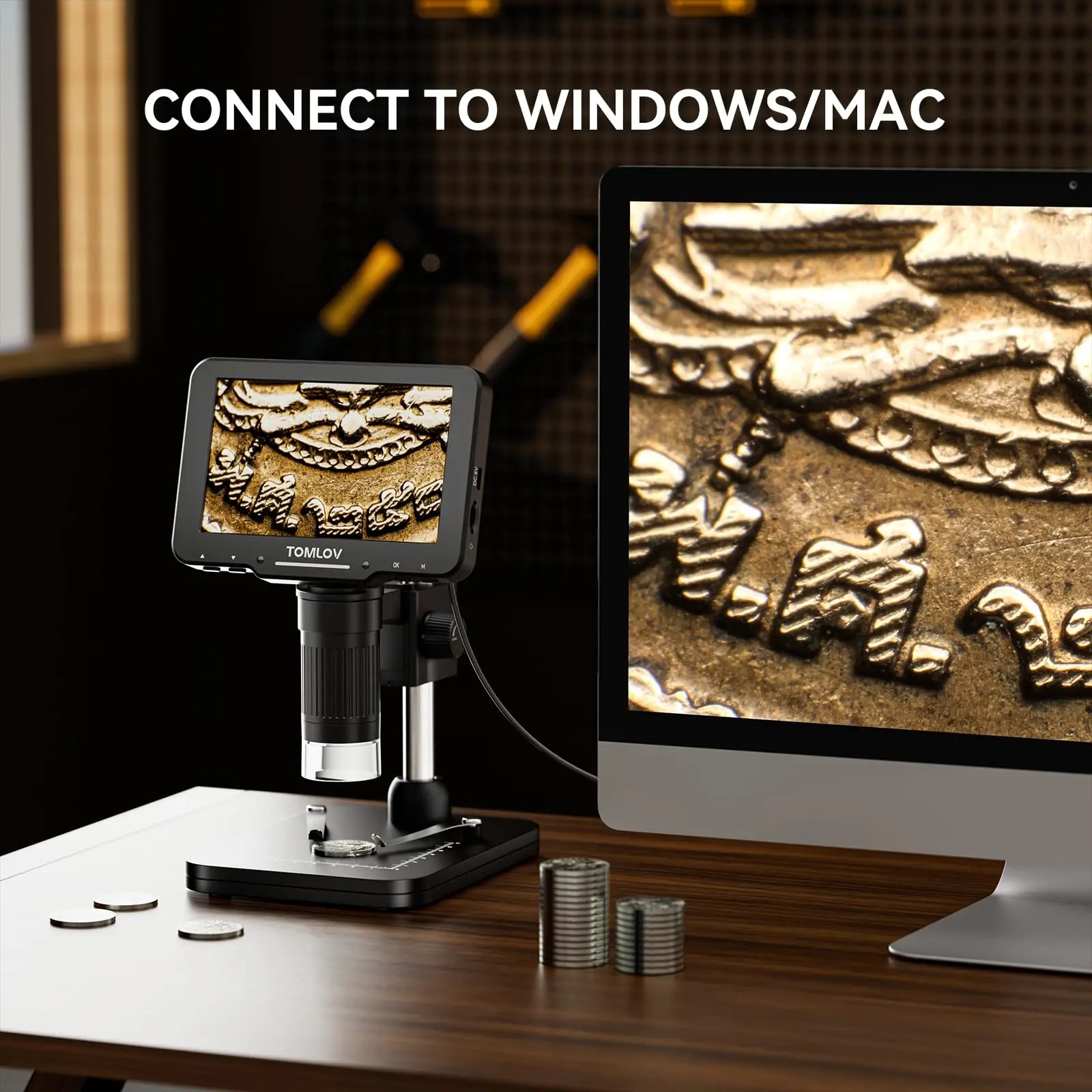 TOMLOV DM5 Digital Microscope 5" LCD Electronic Video Microscopes For ...