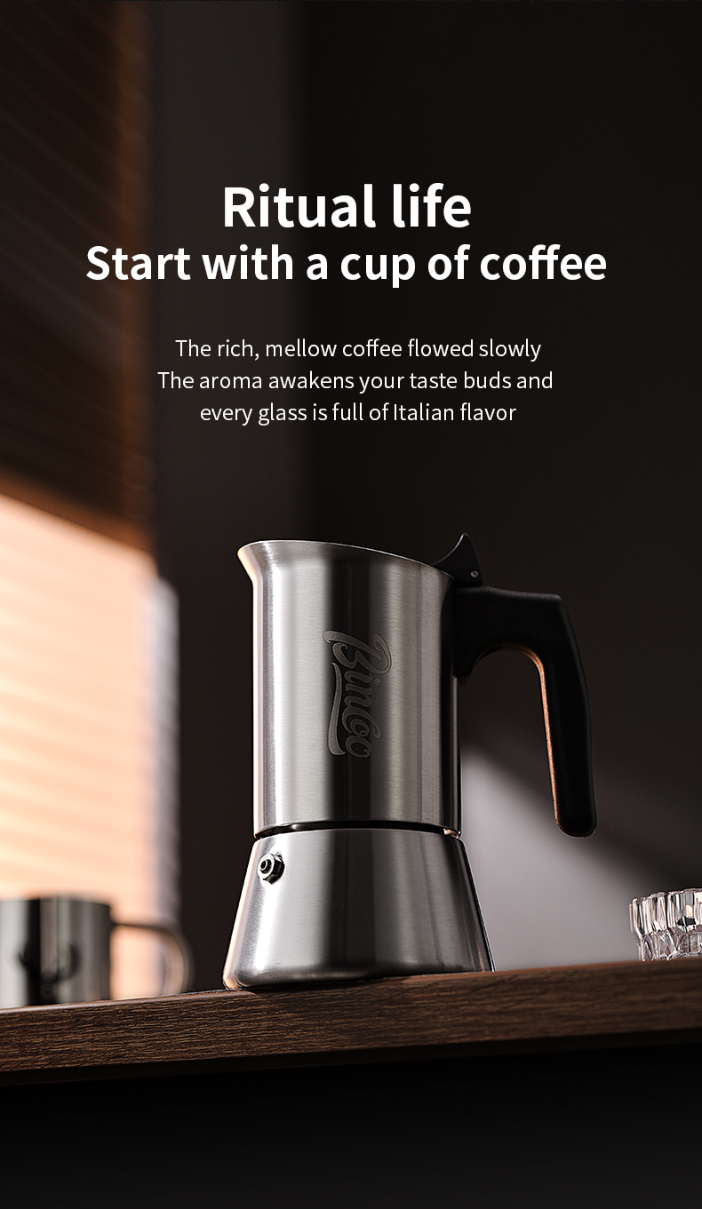 BINCOO Stainless Steel Moka Pot Home Use European Small Single Valve ...