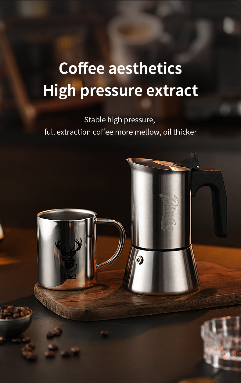 BINCOO Stainless Steel Moka Pot Home Use European Small Single Valve ...