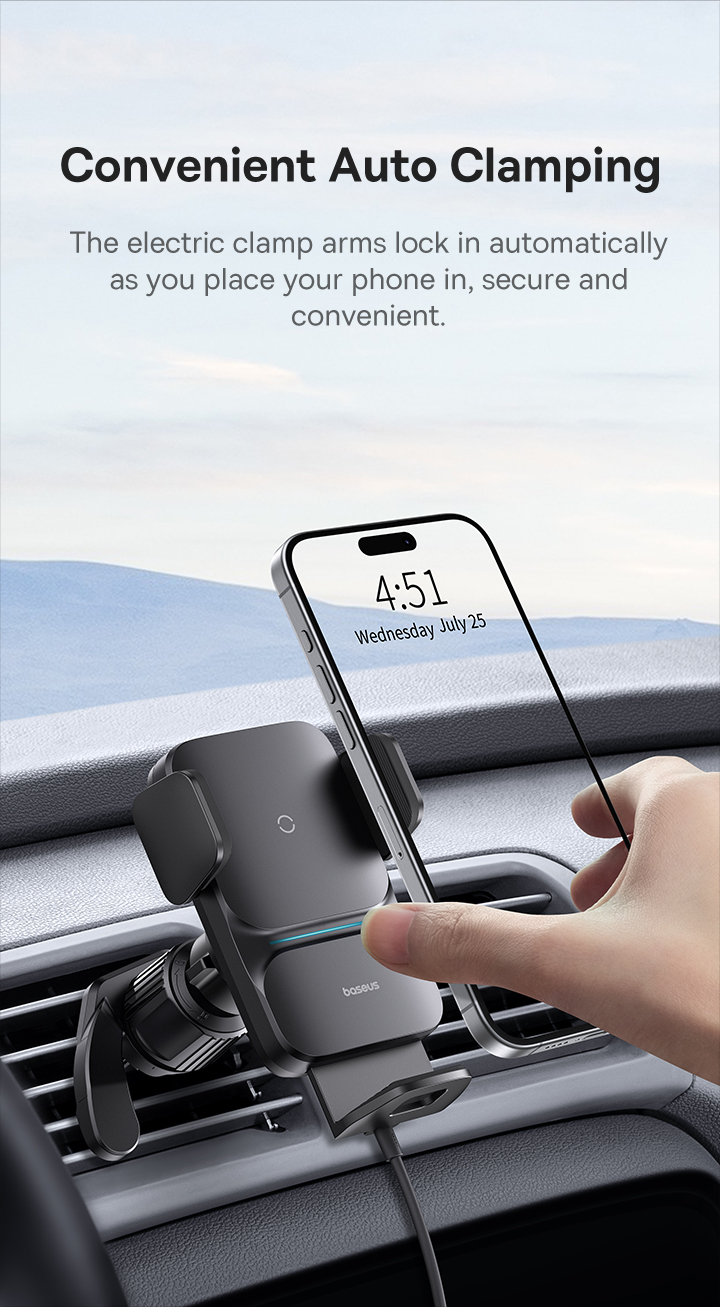 Baseus Automatic Alignment Car Phone Holder Wireless Charger Mount Air ...