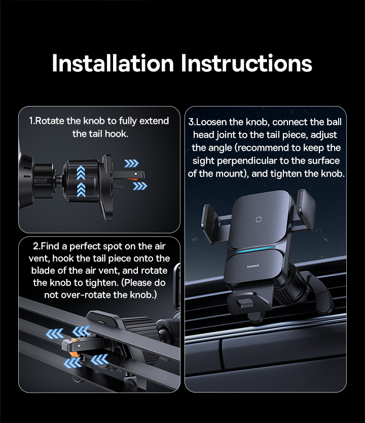 Baseus Automatic Alignment Car Phone Holder Wireless Charger Mount Air ...