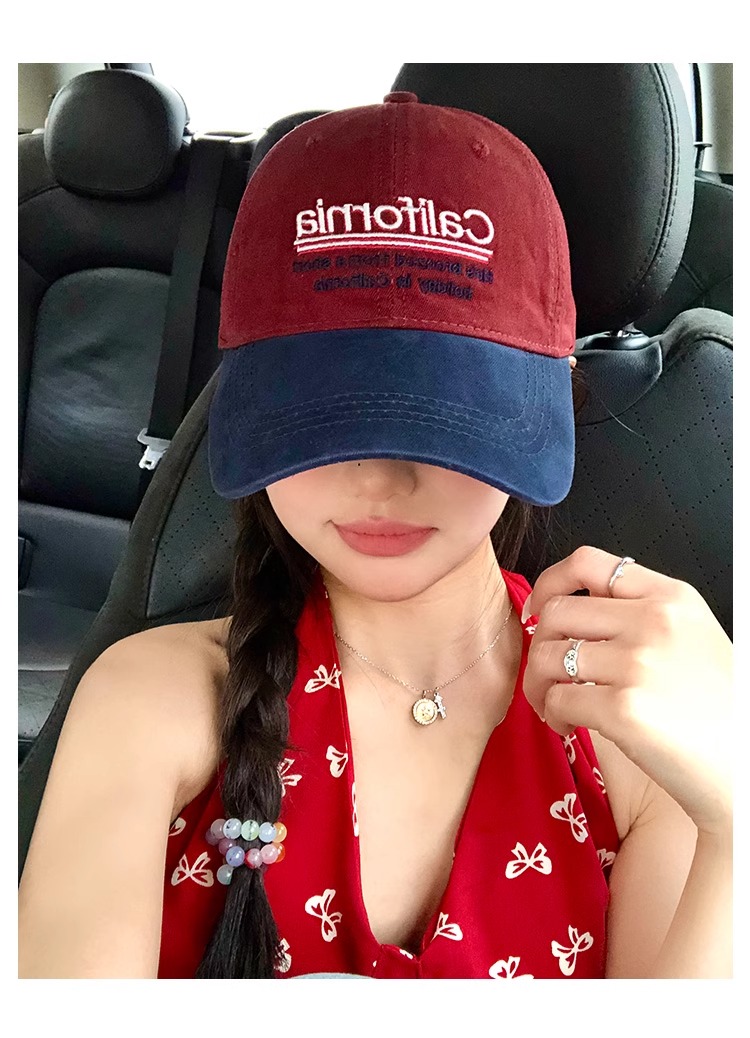 American Letter Embroidery Color Matching Baseball Cap Wide Brim Big ...