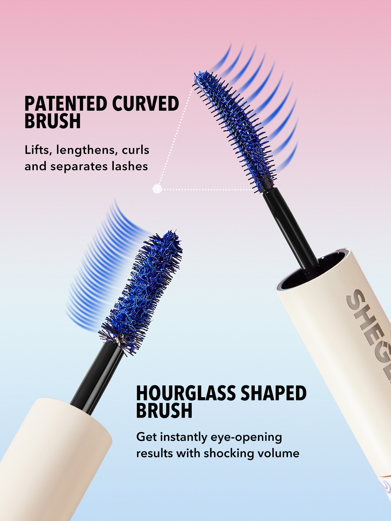 SHEGLAM Volume & Length Black Mascara 2 In 1 Waterproof Volumizing Dual ...