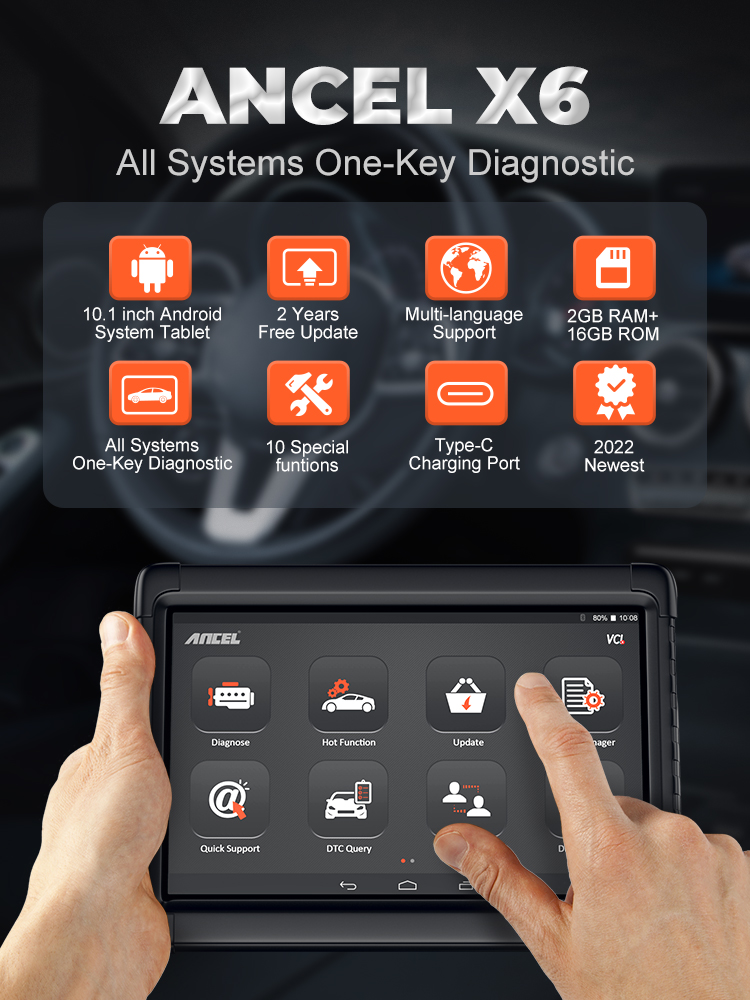 【MY Stock】Ancel X6 OBD2 Automotive Scanner Professional ABS SRS Oil EPB ...
