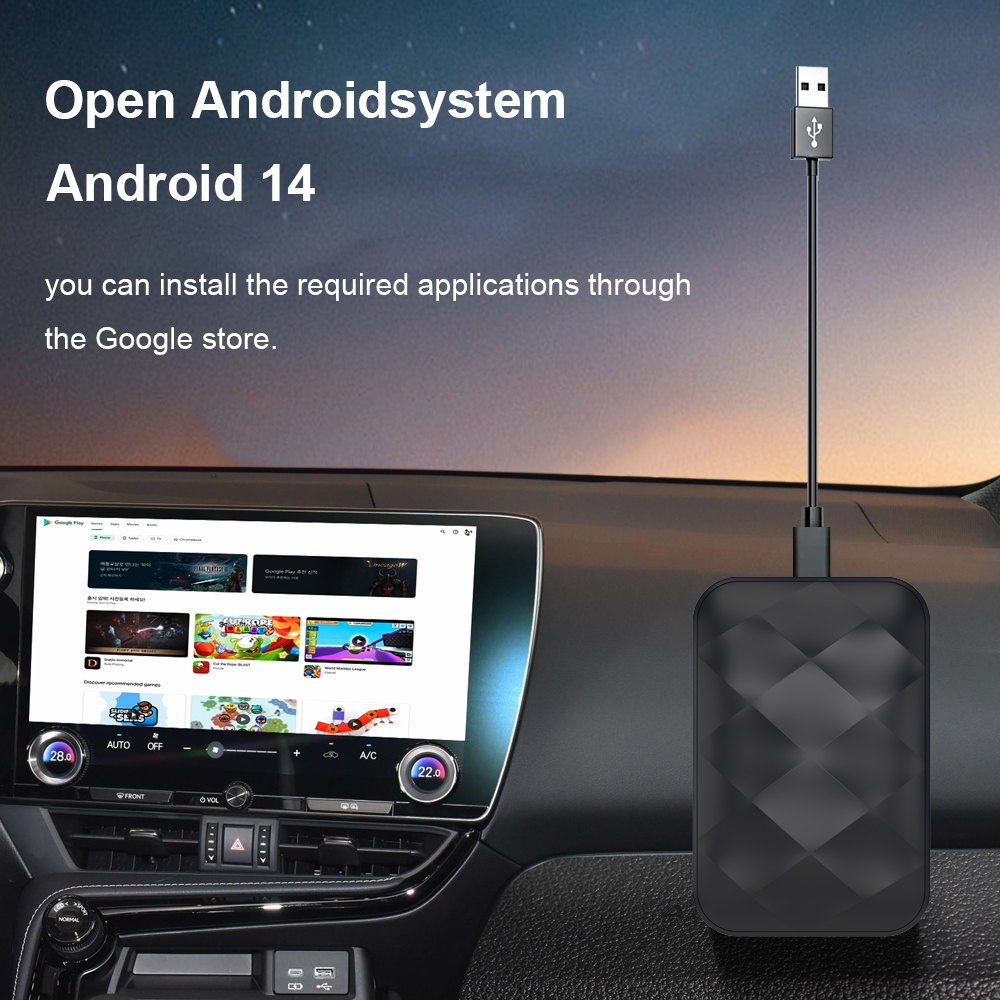 Acodo 2025 Android 14 3In1 CarPlay Ai Box Wireless Android Auto USB ...