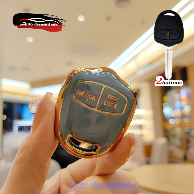 Mitsubishi car key case gold edge suitable For mirage glx/pajero/LANCER ...