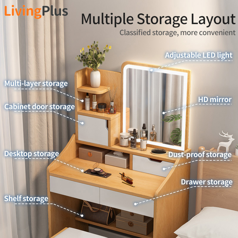 Makeup Table Dressing table with Led mirror Meja Solek Meja makeup ...