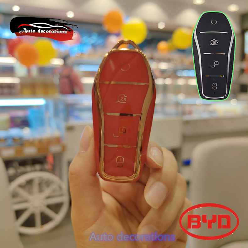 BYD Car keychain gold edge key case suitable For BYD Dolphin / BYD Atto ...