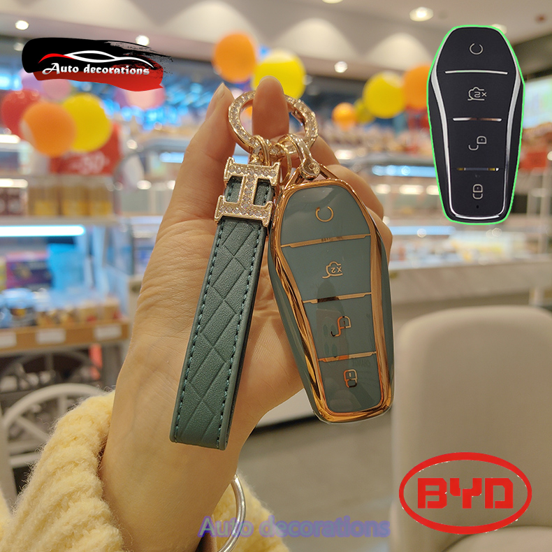BYD Car keychain gold edge key case suitable For BYD Dolphin / BYD Atto ...