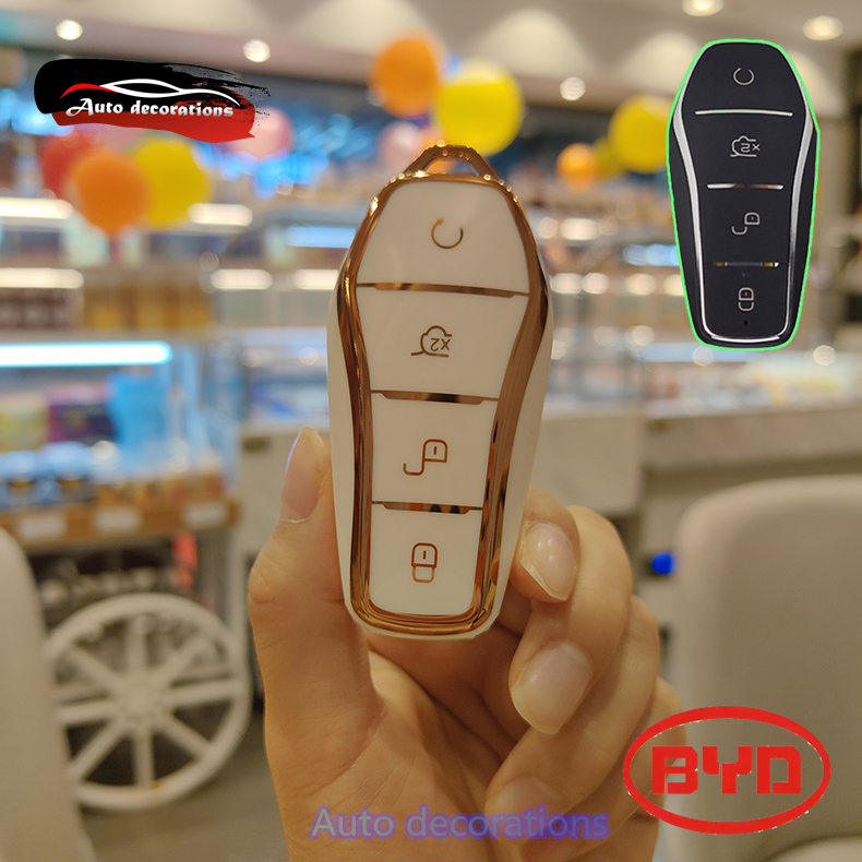 BYD Car keychain gold edge key case suitable For BYD Dolphin / BYD Atto ...