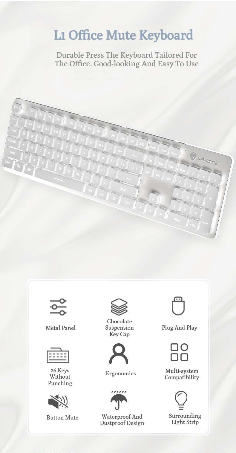 [Fast Shiping] Langtu LT820 Silent Wireless Keyboard for Laptop Office ...