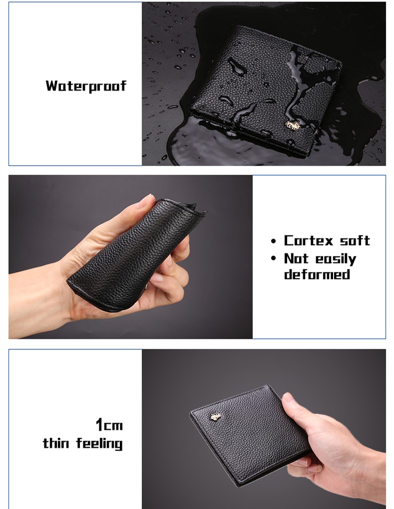 2025 new Real leather cowhide men's RFID double fold zipper coin wallet ...