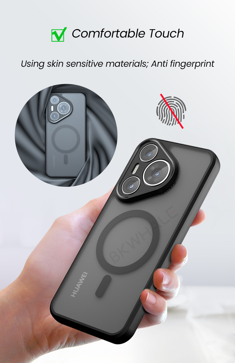 BKWHALE Magnetic Matte Phone Case for Huawei Pura70 Pro P80 P70 Pura80 Ultra Mate40 Mate50 ...